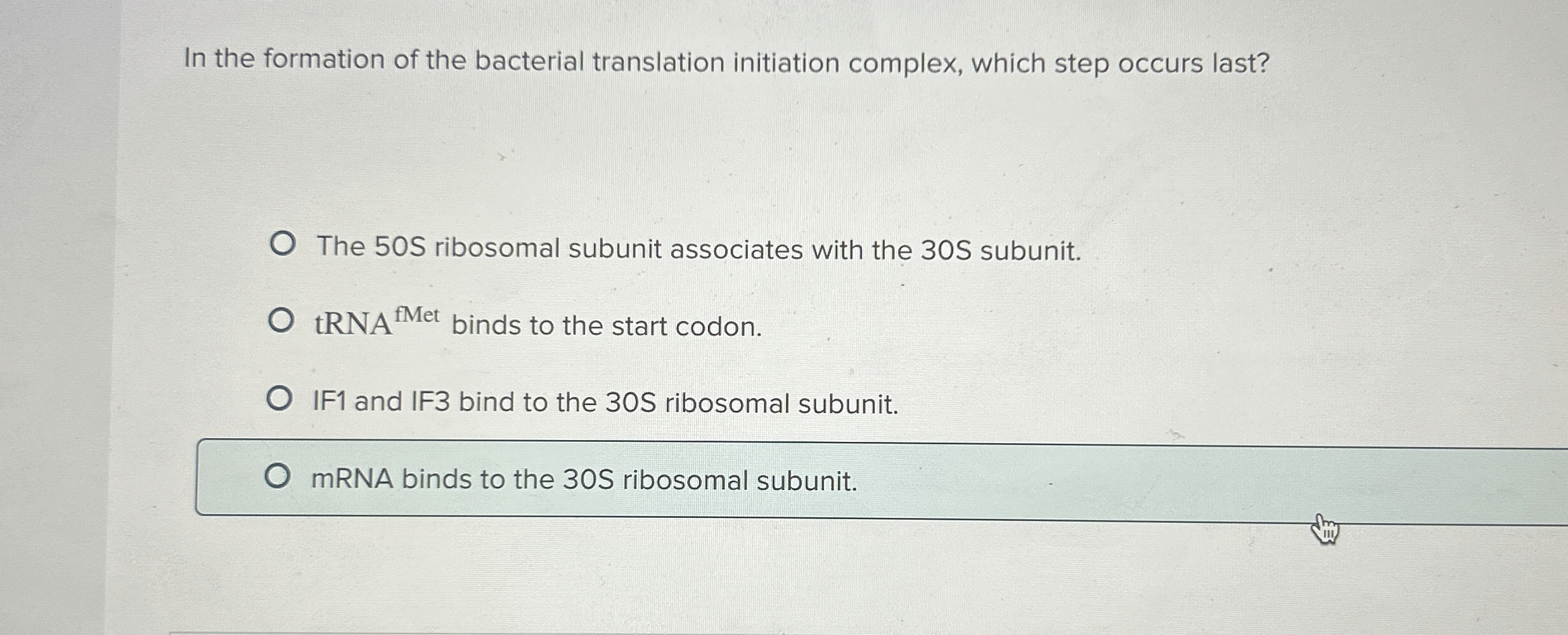 Solved In the formation of the bacterial translation | Chegg.com