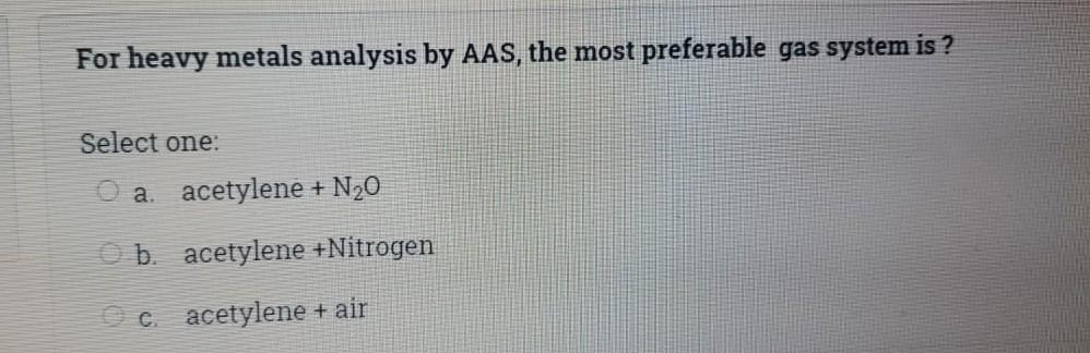 Solved For heavy metals analysis by AAS, the most preferable | Chegg.com
