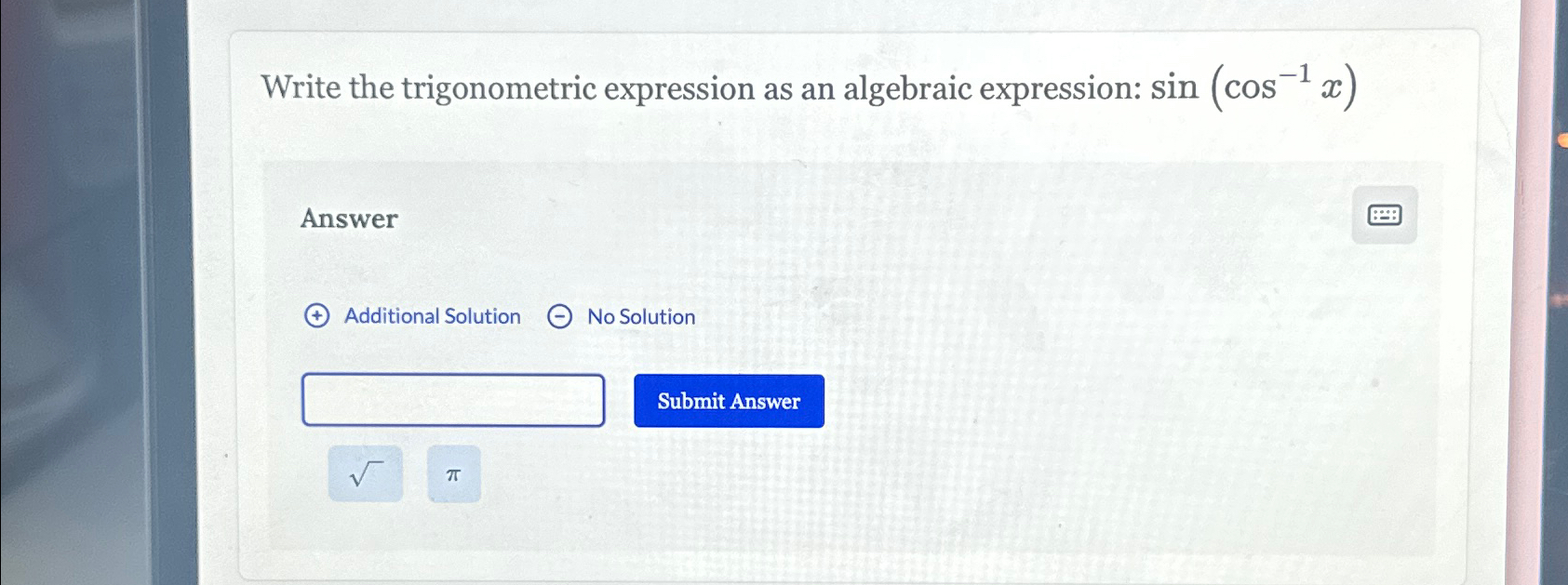 Solved Write the trigonometric expression as an algebraic | Chegg.com