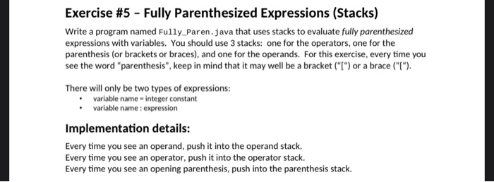 Solved Exercise #5 - Fully Parenthesized Expressions | Chegg.com