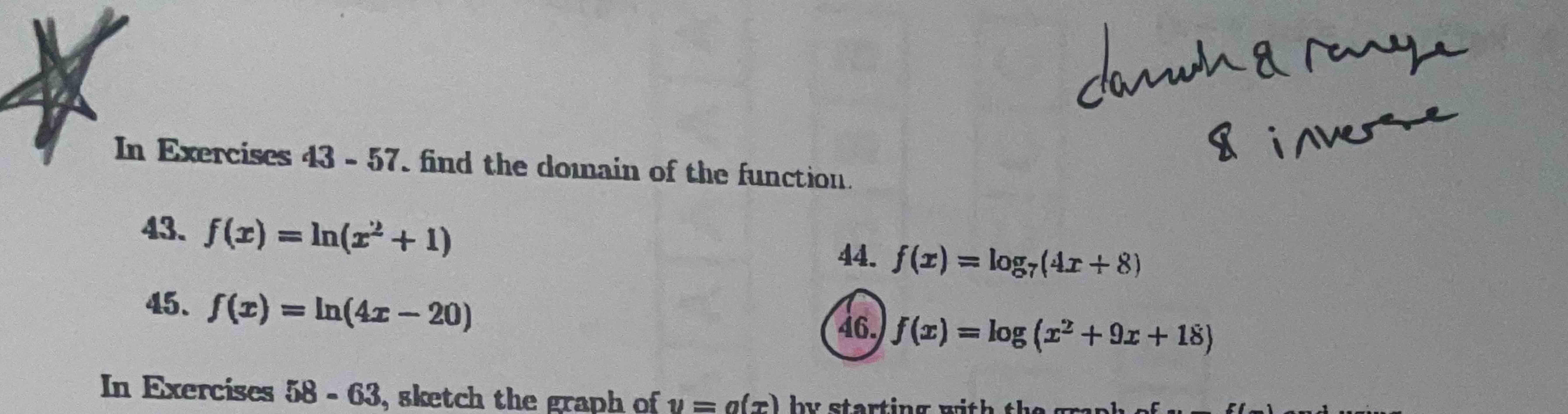 Solved In Exercises 43 - 57. ﻿find the domain, range, and | Chegg.com