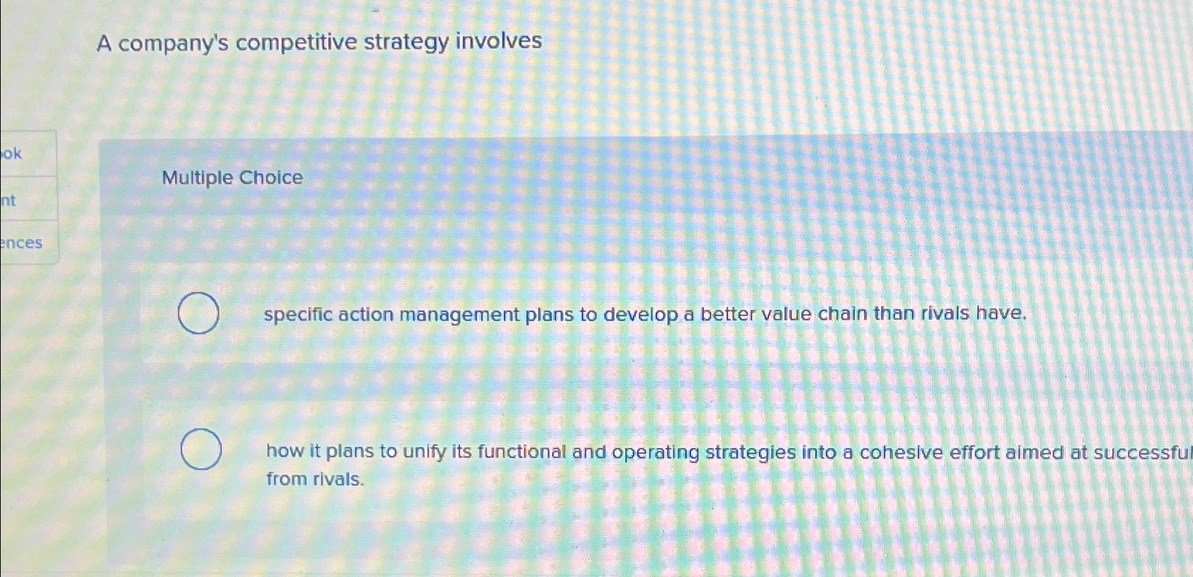 Solved A company's competitive strategy involvesMultiple | Chegg.com