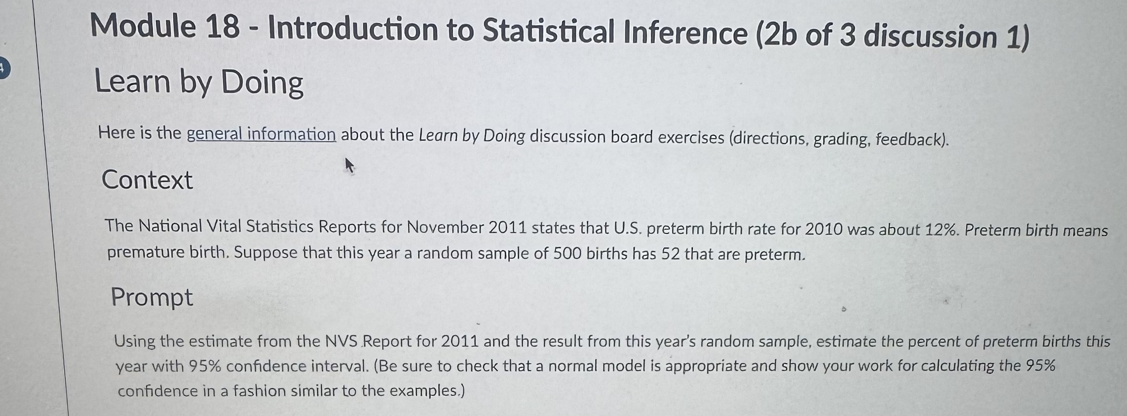 Solved Module 18 - ﻿Introduction to Statistical Inference | Chegg.com
