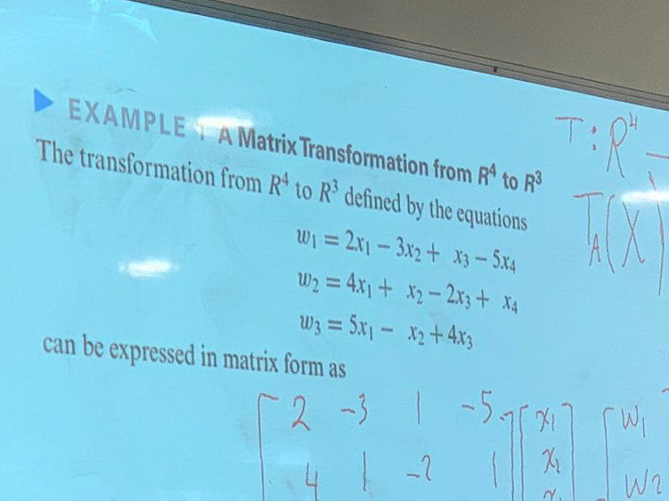 Solved EXAMPLE, A Matrix Transformation from R4 ﻿to R3 ﻿The | Chegg.com