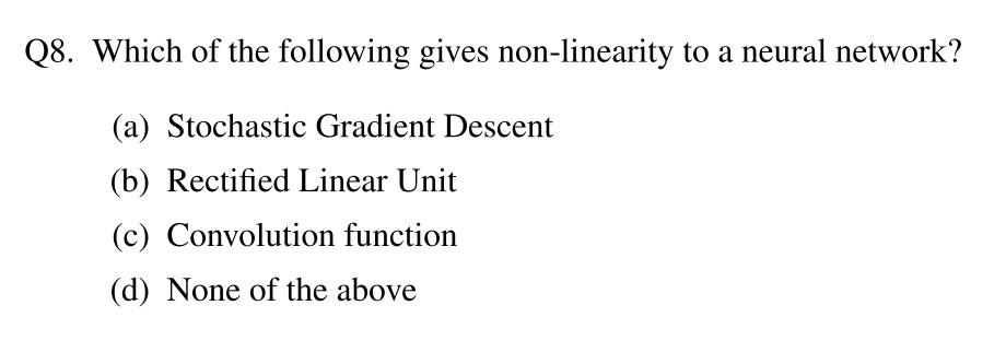 Solved Q8. Which of the following gives non-linearity to a | Chegg.com