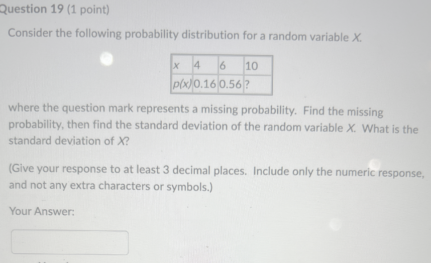 Question 19 (1 ﻿point)Consider the following | Chegg.com