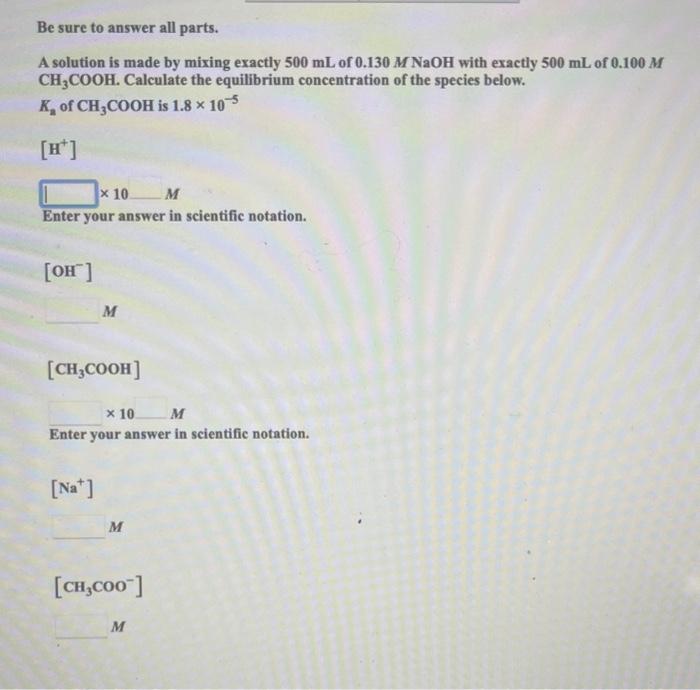 Solved A solution is made by mixing exactly 500 mL of | Chegg.com