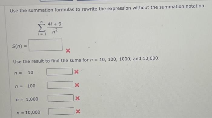 Solved Use the summation formulas to rewrite the expression | Chegg.com