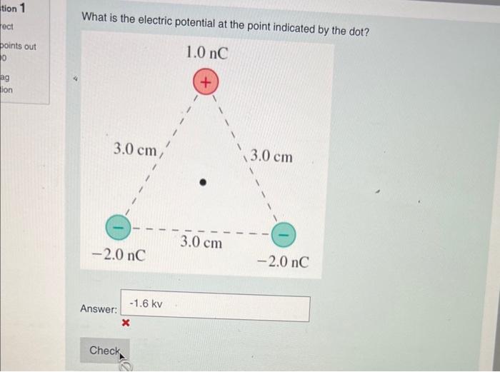 Solved What is the electric potential at the point indicated | Chegg.com