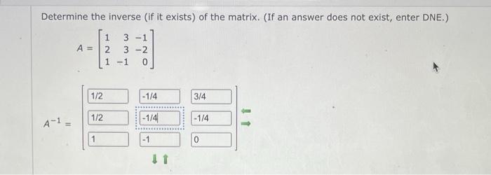 Solved Determine the inverse (if it exists) of the matrix. | Chegg.com