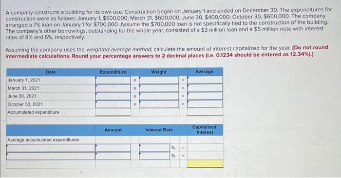 Solved A company constructs a building for its own use. | Chegg.com