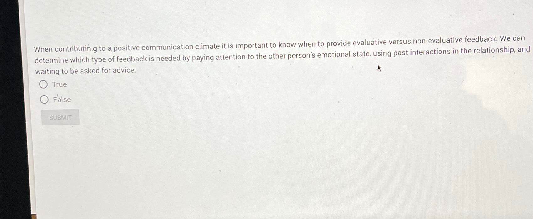 Solved When contributing to a positive communication climate | Chegg.com