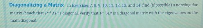 Solved Diagonalizing a Matrix In Exercises | Chegg.com