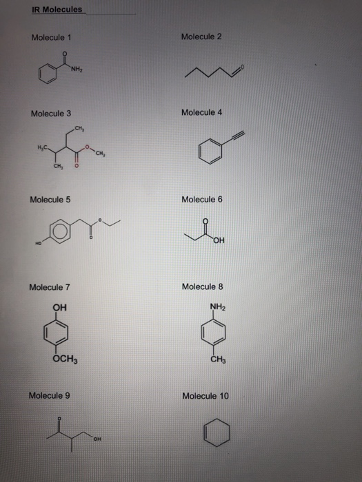 Solved CHEME IR Spectrum Corresponding Molecule | Chegg.com