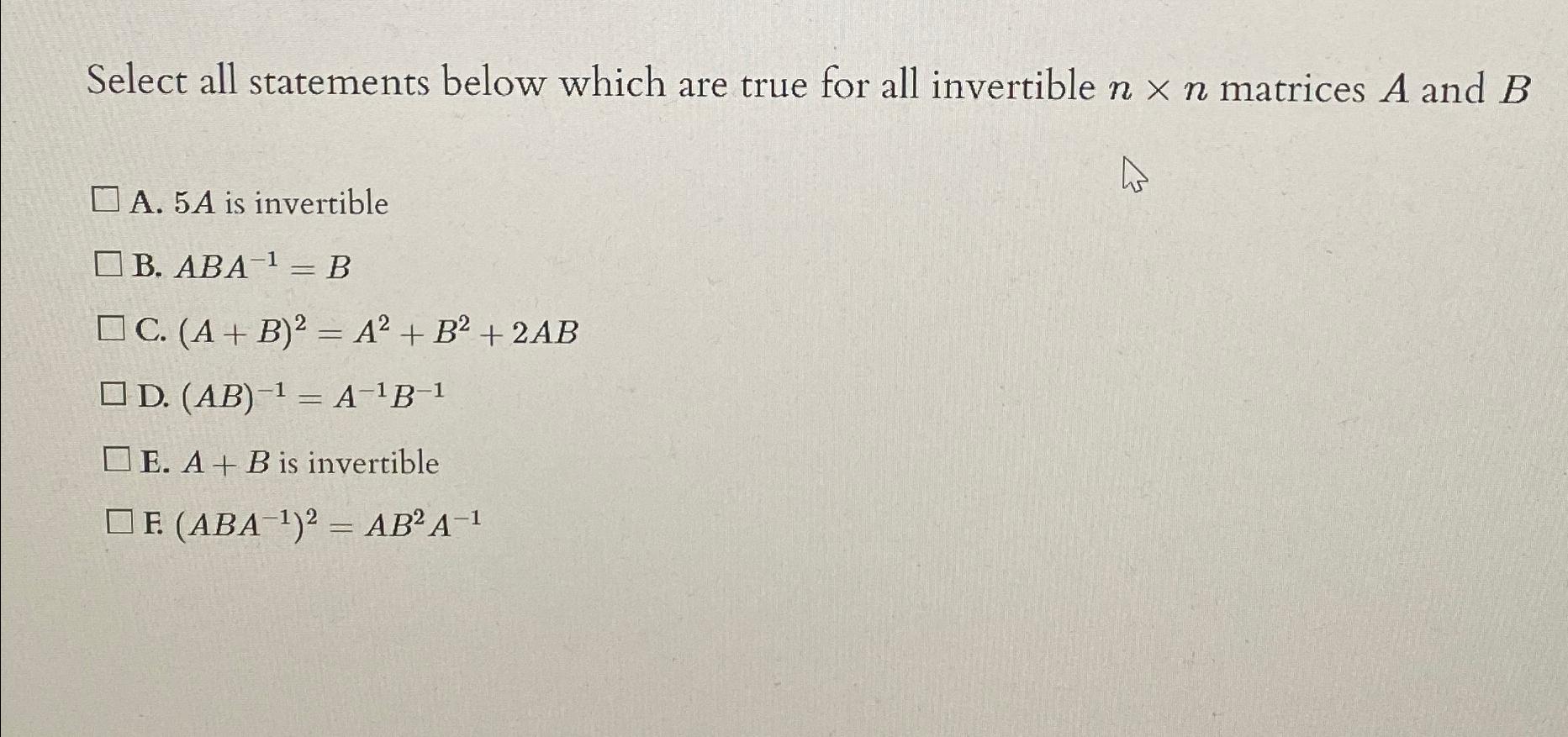 Solved Select all statements below which are true for all | Chegg.com