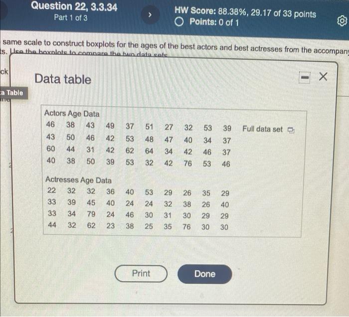 Use the same scale to construct boxplots for the ages | Chegg.com