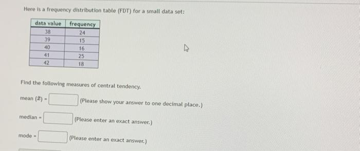 Solved Here is a frequency distribution table (FDT) for a | Chegg.com