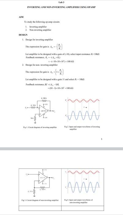 Solved WVEKTVG AND NON-INVERTING AMPLIFIFR ISING OPANP MIM | Chegg.com