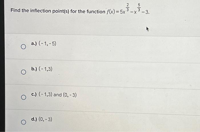 Solved Find the inflection point(s) for the function f(x) = | Chegg.com