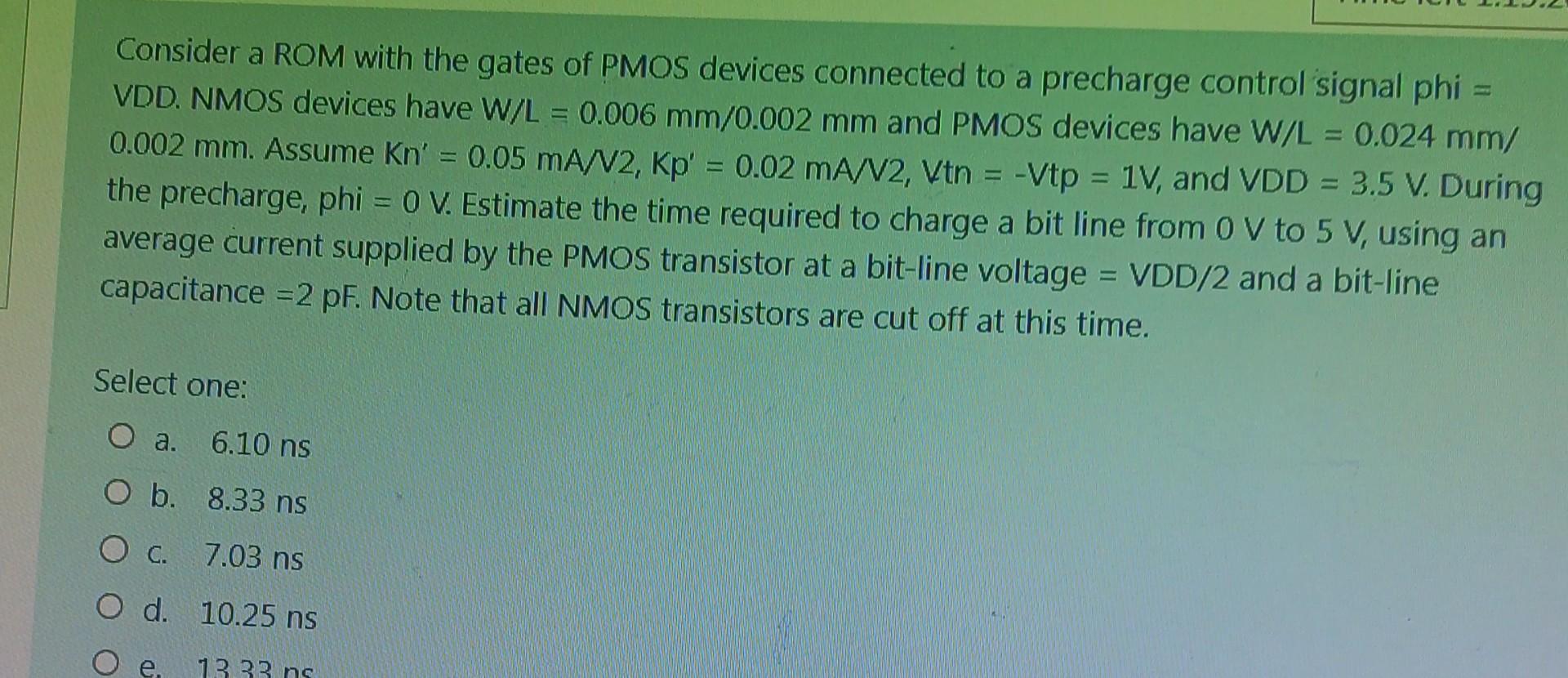 Solved Consider a ROM with the gates of PMOS devices | Chegg.com