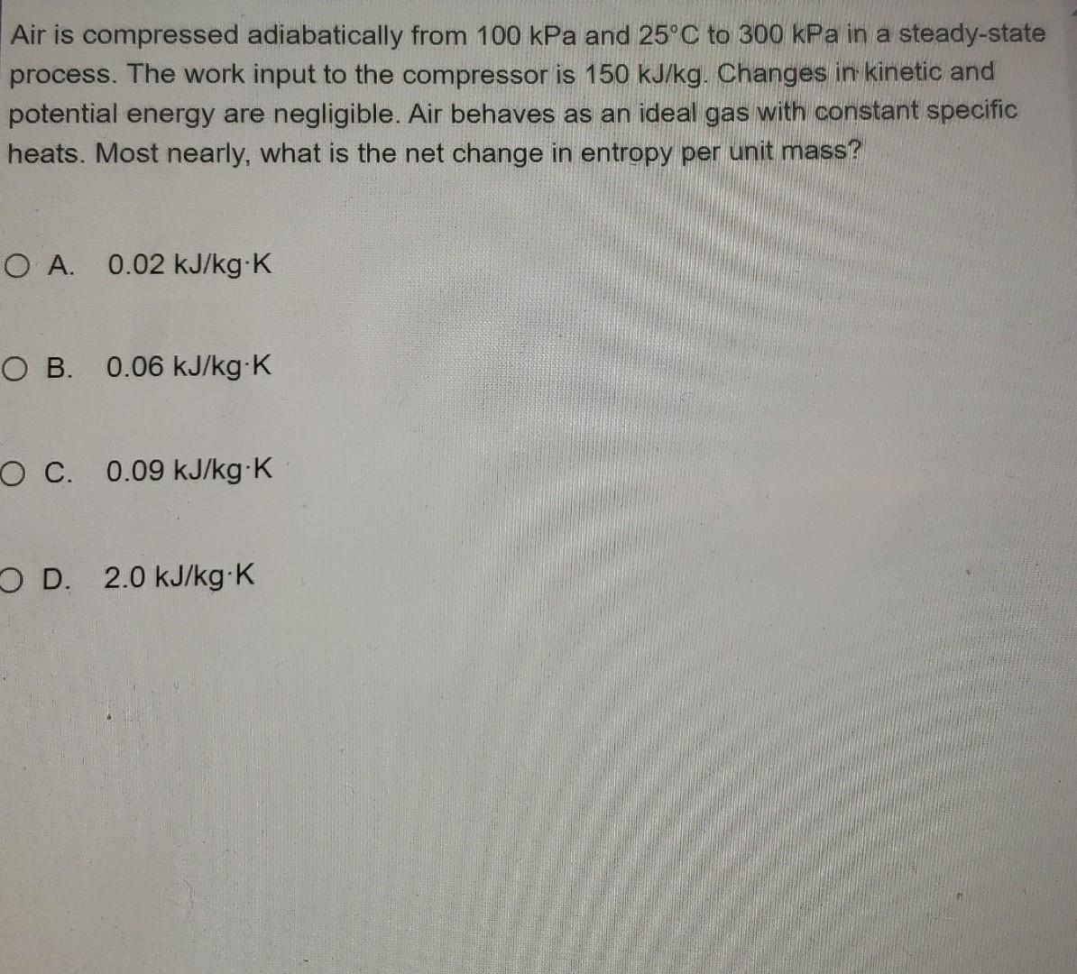 Solved Air is compressed adiabatically from 100 kPa and 25°C | Chegg.com
