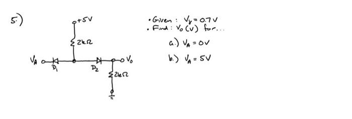 Solved solve both using digital analog solving for diodes | Chegg.com
