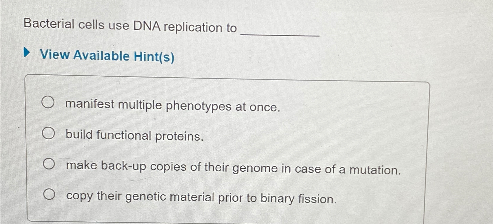 Solved Bacterial cells use DNA replication toView Available | Chegg.com