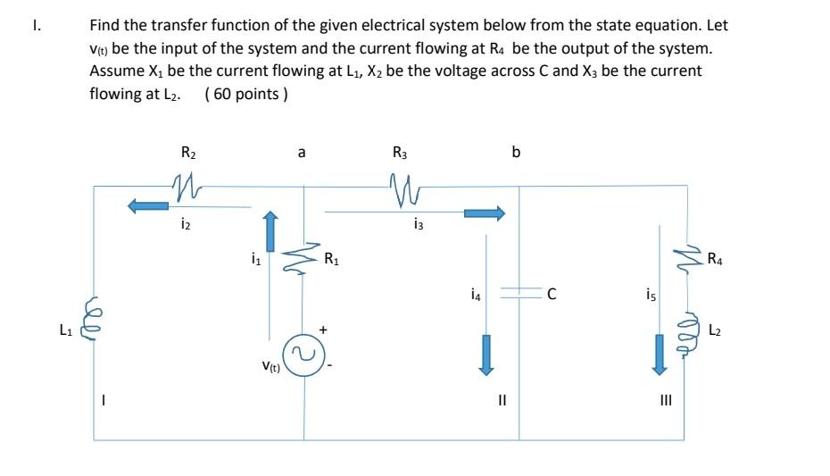 Solved I. Find the transfer function of the given electrical | Chegg.com