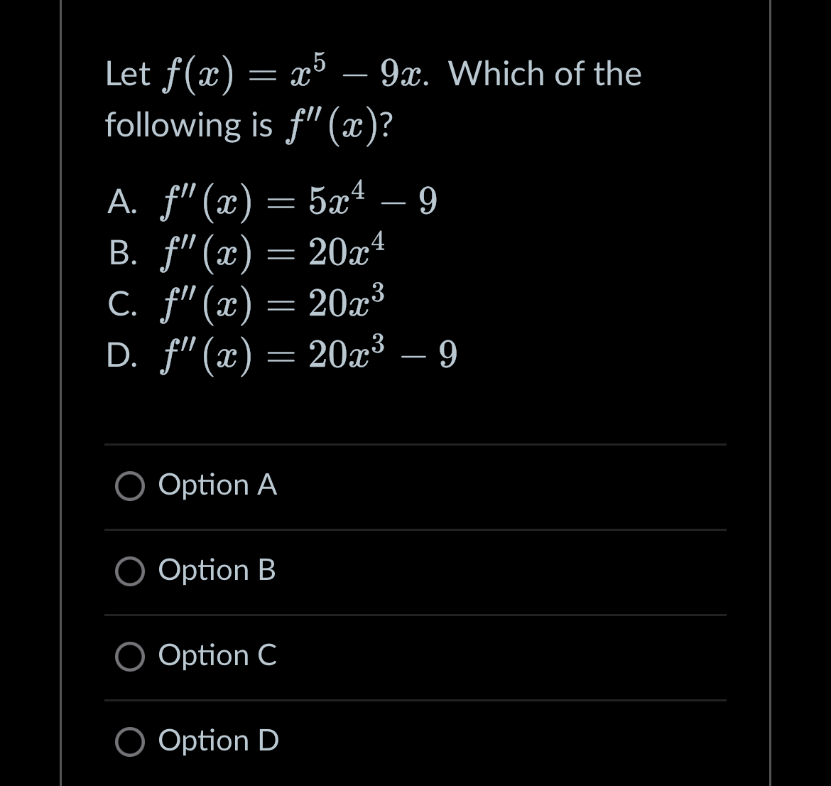 Solved Let f(x)=x5-9x. ﻿Which of the following is | Chegg.com