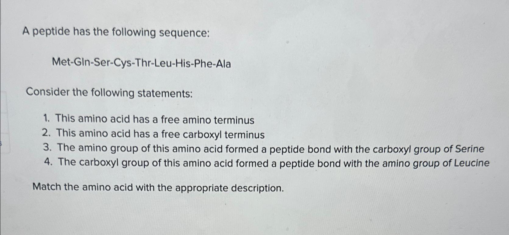 Solved A peptide has the following | Chegg.com