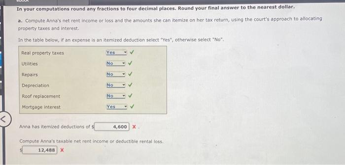 Solved In your computations round any fractions to four | Chegg.com