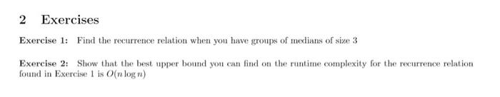Solved 2 Exercises Exercise 1: Find the recurrence relation | Chegg.com