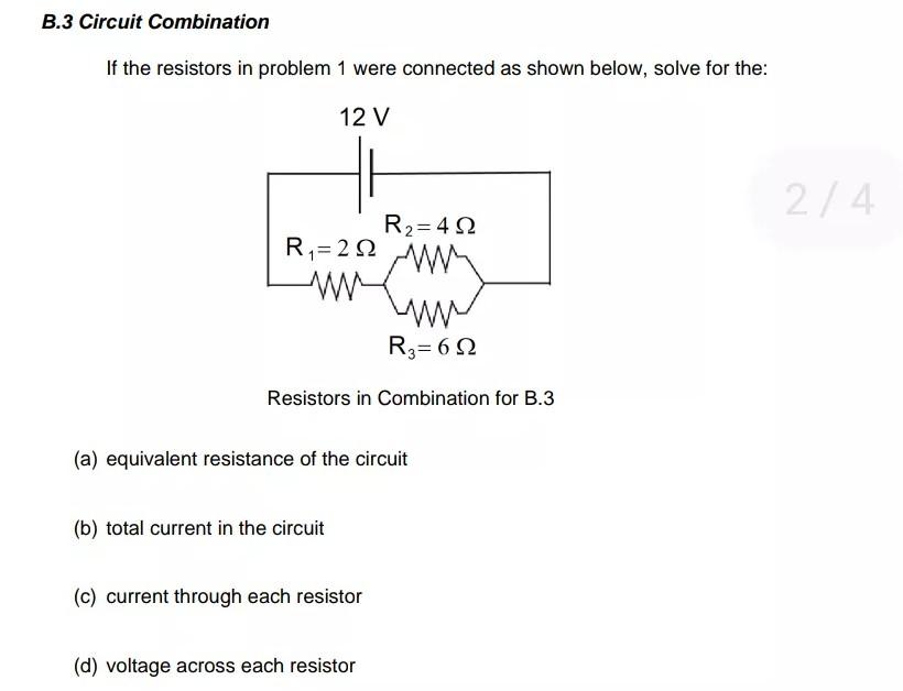 Solved B.3 Circuit Combination If the resistors in problem 1 | Chegg.com