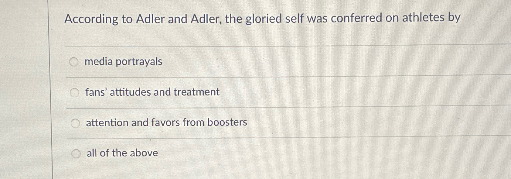Solved According to Adler and Adler, the gloried self was | Chegg.com