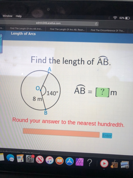 Window Help 52% admin249.acellus.com Find The Length | Chegg.com