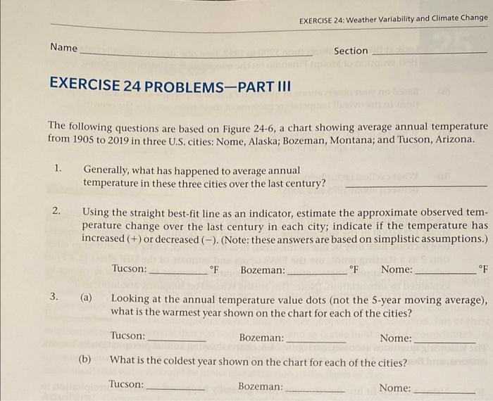 Solved EXERCISE 24: Weather Variability and Climate Change | Chegg.com