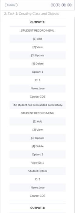 Solved 2 Task 1 Creating Class And Objects Create A Class