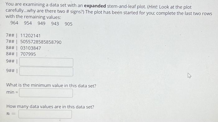 Solved Here is a data set summarized as a stem-and-leaf | Chegg.com