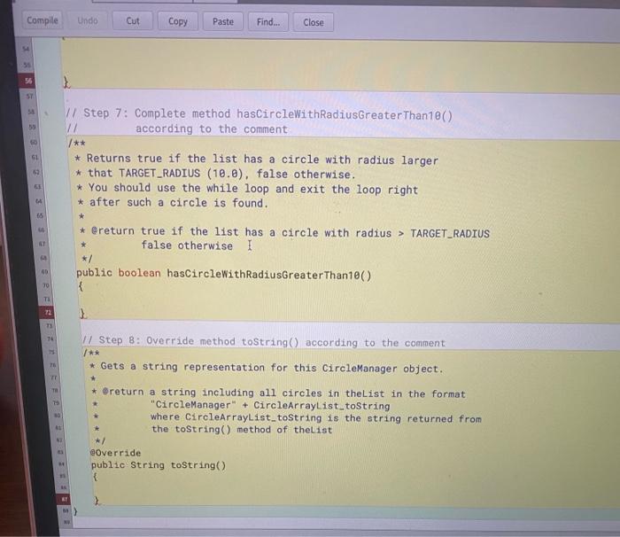 Solved public class CircleManagerTester { public static void | Chegg.com