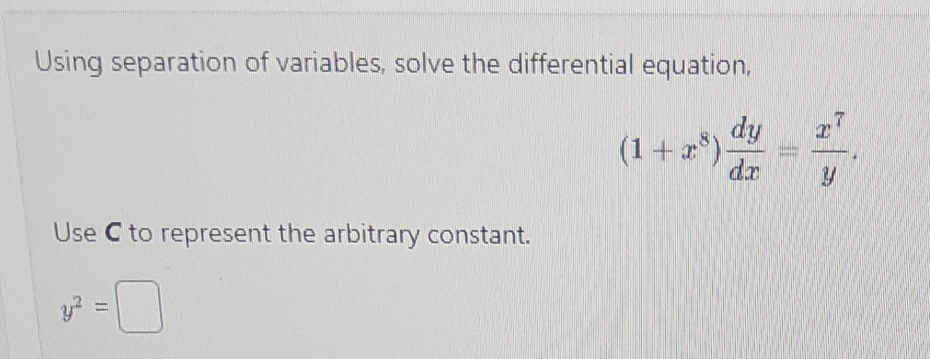 Solved Using Separation Of Variables Solve The Differential 6054