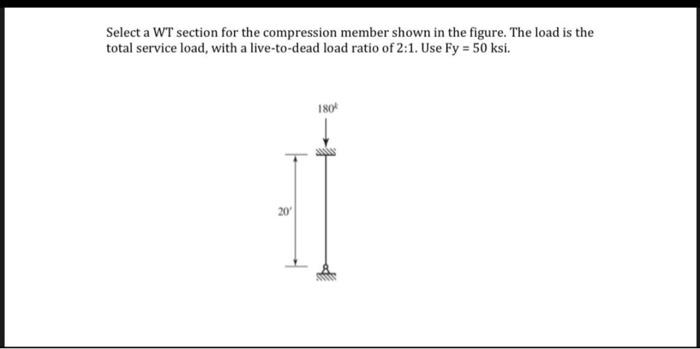 Solved Select a WT section for the compression member shown | Chegg.com
