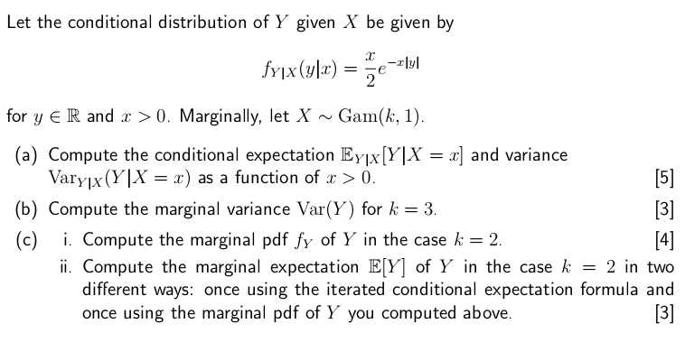 Solved Let the conditional distribution of Y given X be | Chegg.com