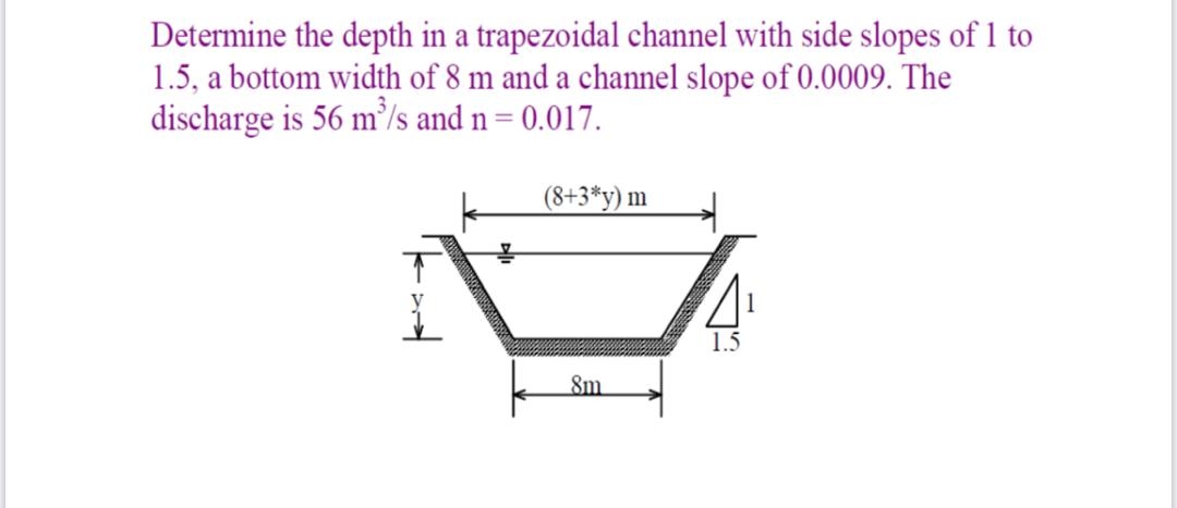 Determine the depth in a trapezoidal channel with | Chegg.com