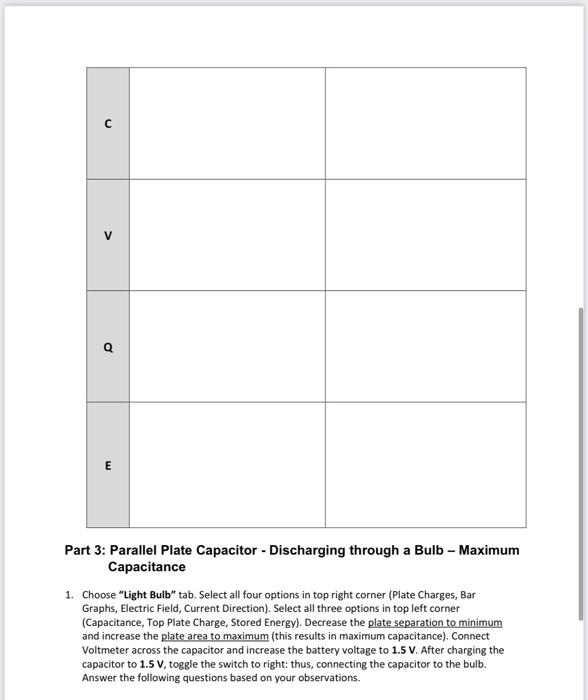 Solved Part 1: Parallel Plate Capacitor - Battery Connected | Chegg.com