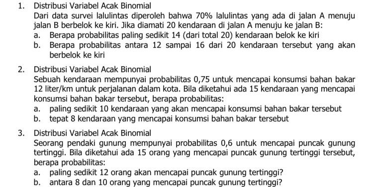 Solved Distribusi Variabel Acak BinomialDari data survei | Chegg.com