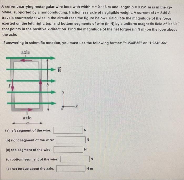 Solved A current-carrying rectangular wire loop with width a | Chegg.com