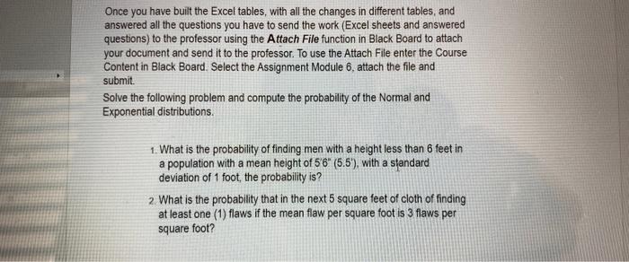 Solved Once you have built the Excel tables, with all the | Chegg.com