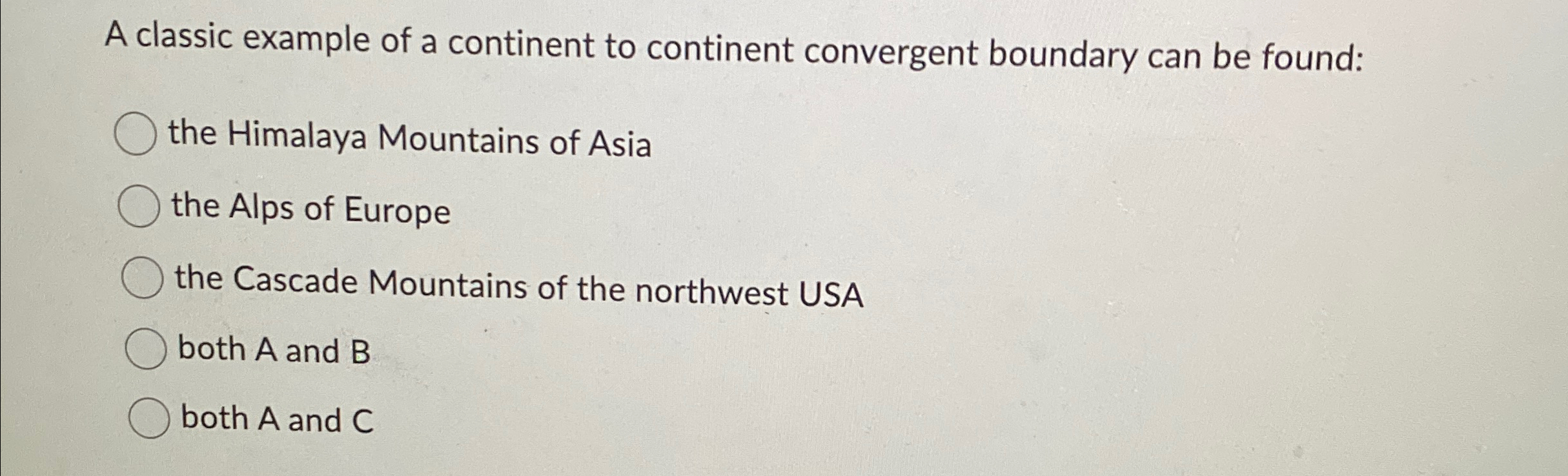 Solved A classic example of a continent to continent | Chegg.com