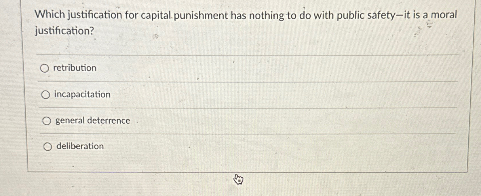 Solved Which justification for capital punishment has | Chegg.com