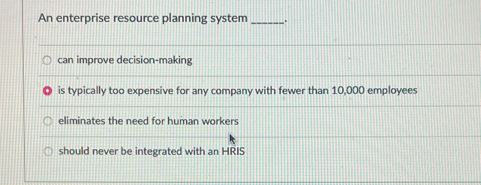 Solved An enterprise resource planning systemcan improve | Chegg.com